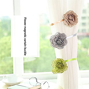 BAMFY Magnetic Curtain Tiebacks, Country Style Flower Strap Bedroom Living Room Outdoor Curtain Tie Backs for Home, Wedding, Balconies (Color : Yellow)