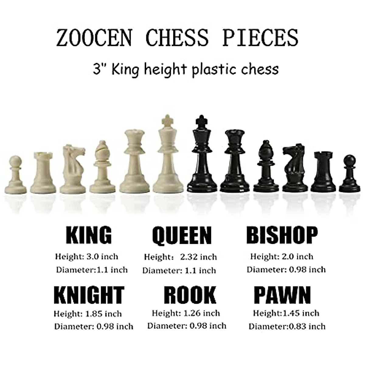 ZOOCEN Chess Set - Plastic Chess Pieces and Green Roll-Up Vinyl Chess Board Foldable Chess Game (with Extra Queen)