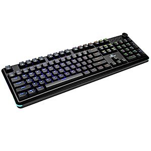 YEYIAN ASWARD Mechanical Gaming Multimedia Keyboard, 104 RGB LED Backlit 16M Color Keys, OUTEMU Red Hot-Swappable Switches, Cherry MX Equivalent, 18 Modes, 50M Keystrokes, Steel Frame, Braided Cable