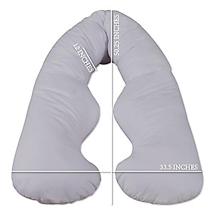 Leachco Back 'N Belly Bliss Pregnancy/Maternity Body Pillow with 100% Sateen Cotton, 300 Thread Count Zippered Cover in Peaceful Gray, 1 Count (Pack of 1)