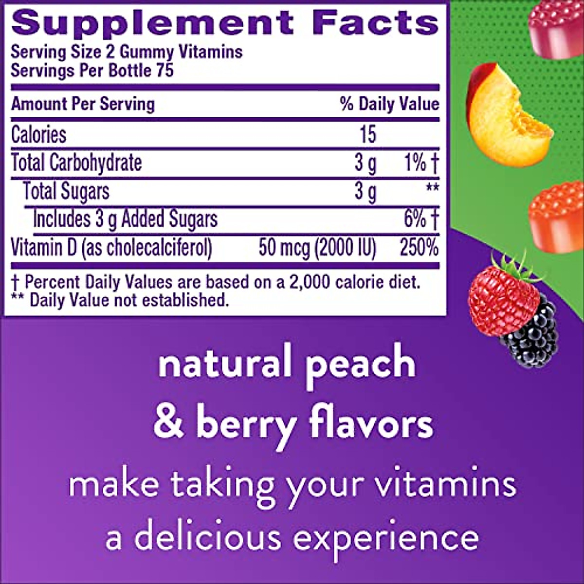 Vitafusion Vitamin D3 Gummy Vitamins, 50Mcg Per Serving, Immune System Support, Delicious Peach and Berry Flavors, 150 Ct (75 Day Supply), from America’s Number One Gummy Vitamin Brand