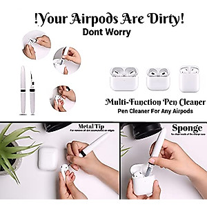REDX1 New upgrade 4 in 1 Pen Cleaner With Smile Airpods Case, for Airpods with Soft Brush Flocking Sponge and Metal Tip for Any Bluetooth Earphones, Pen Cleaning Tools,Multi-Function Cleaner Kit