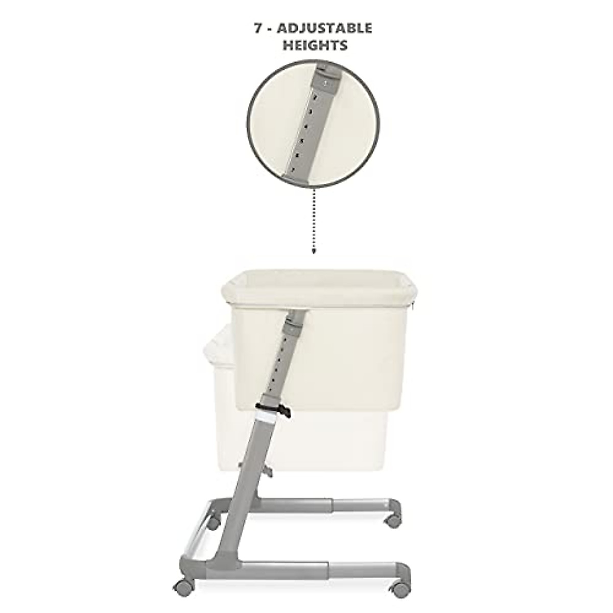 Dream On Me Seashell Bassinet & Bedside Sleeper in Pearl, Lightweight Easy Folding and Height Adjustable Baby Bassinet, Mattress Pad Included, JPMA Certified