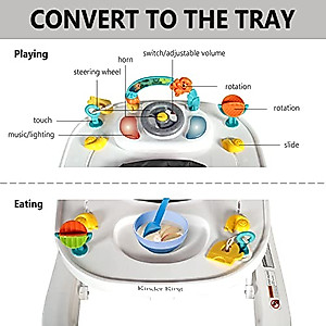 Kinder King Activity Baby Walker 3 in 1 Folding Learning Walker Boys Girls Seated or Push Behind Infant Activity Center w/Adjustable Height & Speed Music & Lights Toys Steering Wheel Pink 1.0 Count