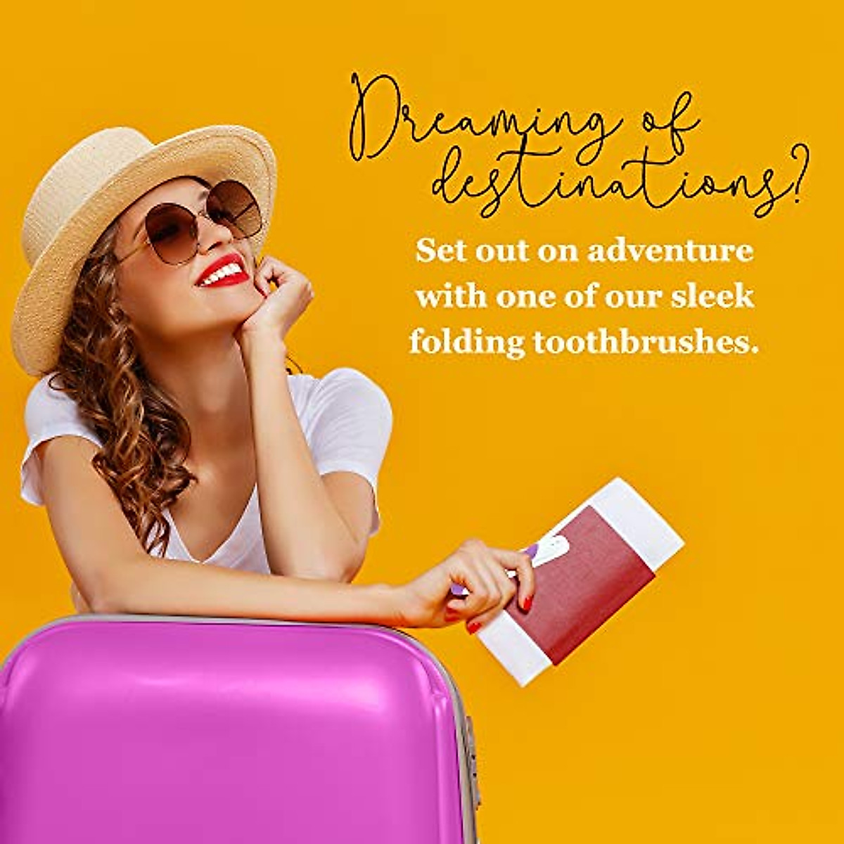 Lingito Travel Folding Toothbrush, Camping Toothbrush Bulk, Medium Bristle (6 Pack)