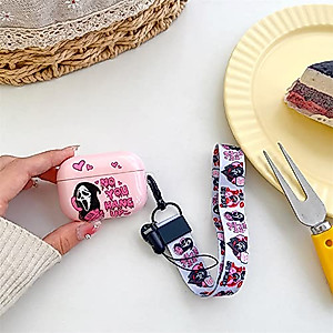 ashlvz15520 Scream Ghost Air pod pro Case/ 2nd Generation - Ghost face Air pod pro 2nd Generation Case Cover - Horror Funny Cool Case for Air Pod pro(2019) /pro 2(2022) Keychain (NO You/pro2 Pink)