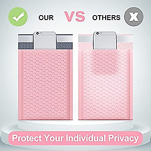 UCGOU Bubble Mailers 4x8 Inch Light Pink 50 Pack Poly Padded Envelopes Small Business Mailing Packages Opaque Self Seal Adhesive Waterproof Boutique Shipping Bags for Jewelry Makeup Supplies #000