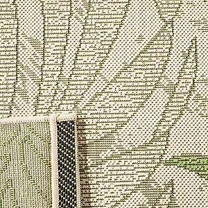 SAFAVIEH Courtyard Collection Accent Rug - 4' x 5'7", Cream & Green, Non-Shedding & Easy Care, Indoor/Outdoor & Washable-Ideal for Patio, Backyard, Mudroom (CY7836-14A5)