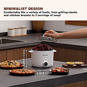 Tenavo Electric Hot Pot with Handle, 1.5L Mini Electric Cooker for Stir Fry, Noodles, Pasta, Nonstick Frying Pan for Sauté, Dual Power Control Ramen Cooker for Dorm and Office