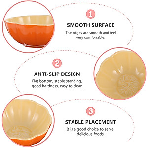 BESPORTBLE Pumpkin Shaped Bowl Ceramic Salad Bowl Decorative Porcelain Serving Bowl for Soup Pasta Dessert Snack Fruits Kids Food