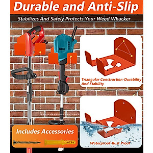 BIHOMIFI Weedeater Hanger Wall Mounted Grass Trimmer Rack Trimmer Rack Heavy Duty Ladder Hooks for Garage, Garage Organization for Power Tool and Hedge Trimmer Chainsaw 1 Pack
