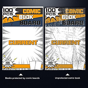 KKU 200 Count Current Comic Book Bags and Boards, Crystal Clear Acid Free Comic Bags and Boards, Comic Book Storage for Regular Comics
