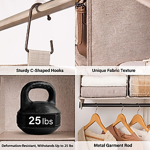 StorageWorks Hanging Closet Organizer with Garment Rod, 4 Section Closet Hanging Shelves, Hanging Clothes Cube Organizer, Mixing of Brown & Beige, 12 ¼" D x 24 ½" W x 28" H