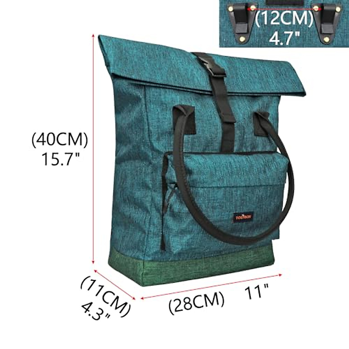 TOURBON Nylon Roll-top Clip-On Bike Panniers Women's Shoulder Tote Bag (Blue)