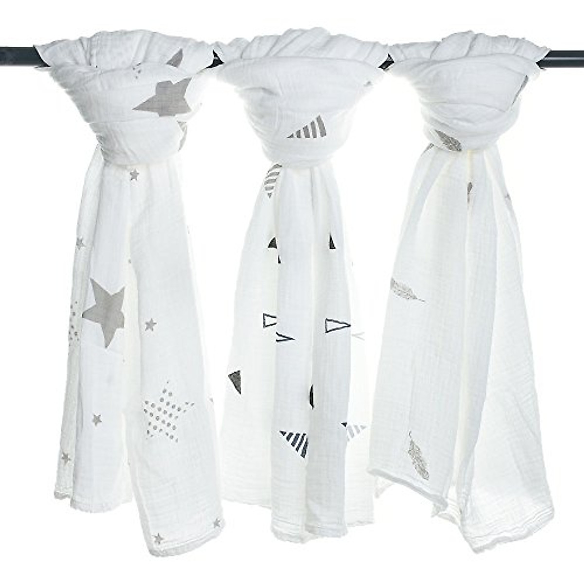 Kinsard Muslin Swaddle Blankets, 100% Cotton Soft and Breathable Swaddling Receiving Blanket, Great For Gift Giving And Baby Shower, Large Baby Swaddles For Easy Wrap, 47 x 47 Inches, (Grey)