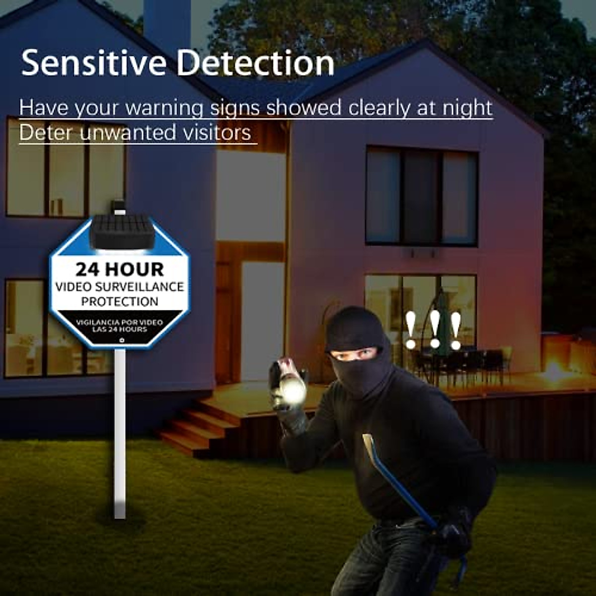 WEILAILIFE Solar Powered Light Outdoor, LED Mini Spotlight with Clip for Security Warning Sign, Wide Capacity, Max 14h Lights for Deck/Yard/Garden/Driveway Security (1 Pack)