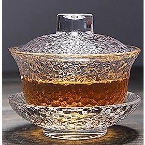 Never King Crystal Gaiwan Chinese Glass Gaiwan Traditional Tea Cup Comprised of Cup, Saucer and Lid Sancai Wan Tureen 130 ml