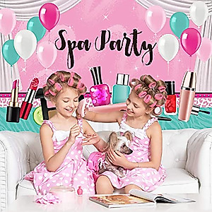 Spa Party Decorations for Girls, 71 x 43 Inch, Sweet Pink Backdrop Princess Makeup Birthday Photography Background Photo Booth Banner for Spa Day Make up Theme Party Decorations