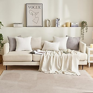 MIULEE Pack of 2 Decorative Throw Pillow Covers Luxury Soft Faux Rabbit Fur Warm Square Cute Cushion Cases for Spring Sofa Bedroom Living Room 18 x 18 Inch White