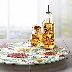 Glass Lazy Sunflower Turntable 13 Inch Diameter Multi Color Round