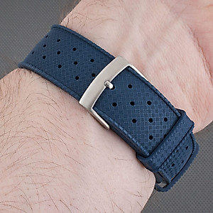 StrapHabit Quick Release Tropical Style FKM Rubber Watch Strap Band 18mm, 19mm, 20mm, 21mm, 22mm (Blue, 22mm)