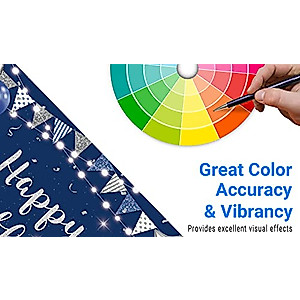 Funnytree Navy Blue Happy Birthday Party Backdrop Silver Glitter Balloons Background Boy Men Women Bday Event Favors Supplies Decoration Flag Background Selfie Photo Booth