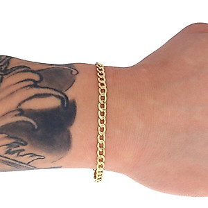 Nuragold 10k Yellow Gold 4.5mm Cuban Curb Link Chain Bracelet, Mens Womens Jewelry 7" 7.5" 8" 8.5" 9"