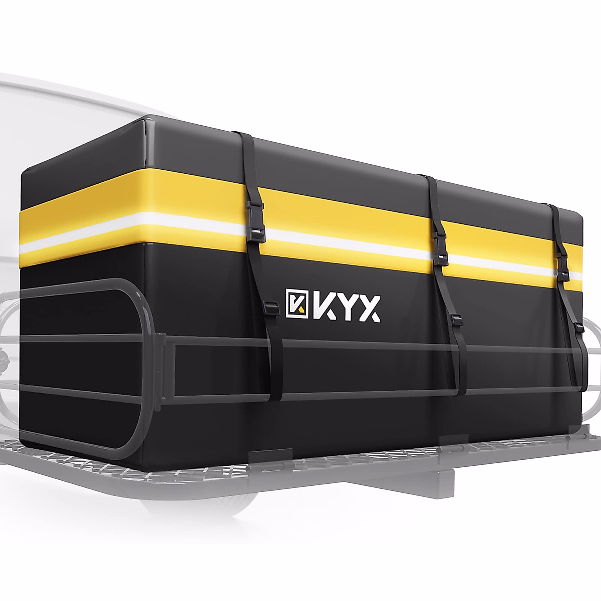 Hitch Cargo Carrier Bag - KYX 15 Cubic Feet Hitch Mount Vehicle Cargo Carrier Bag Car Pickup Truck 100% Waterproof, Anti-Tear 1000D PVC Fabric, Integrated Rain Curtain, Reinforced Straps (59" 18" 24")
