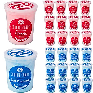 Blue Raspberry & Classic Pink Vanilla Gourmet Flavored Cotton Candy (24 Pack) – Unique Idea for Holidays, Birthdays, Gag Gifts, Party Favors…