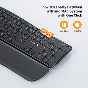 Wireless Keyboard Mouse, ProtoArc EKM02 2.4G Rechargeable Ultra-Slim Keyboard for Mac with Removable Magnetic Wrist Rest, Full Size Curved Keyboard for Natural Typing, Compatible with Windows/Mac
