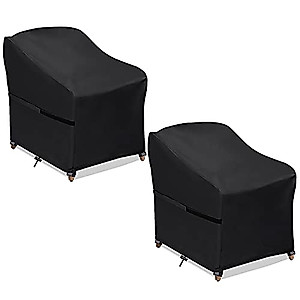 Patio Chair Covers,2 Pack Patio Seat Covers,420D Waterproof and Heavy Duty Lounge Deep Outdoor Seat Covers, Outdoor Lawn Patio Furniture Covers,38inLx31inDx29inH, Black