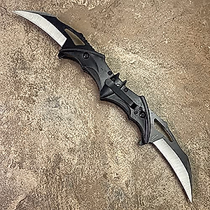 Spring Assisted Open Folding Double Blade Dual Twin 3 Colors Pocket Knife Tactical Belt Clip Black Gold Rainbow Knives Great Gift (Black)