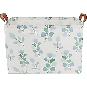 HKEC Rectangle Storage Basket with Handles, Collapsible Storage Box Cute Canvas Organizer Bin for Pet/Kids Toys, Books/Playroom Organization/Toy Bin/Closet/Shelf Baskets/Baby Hamper