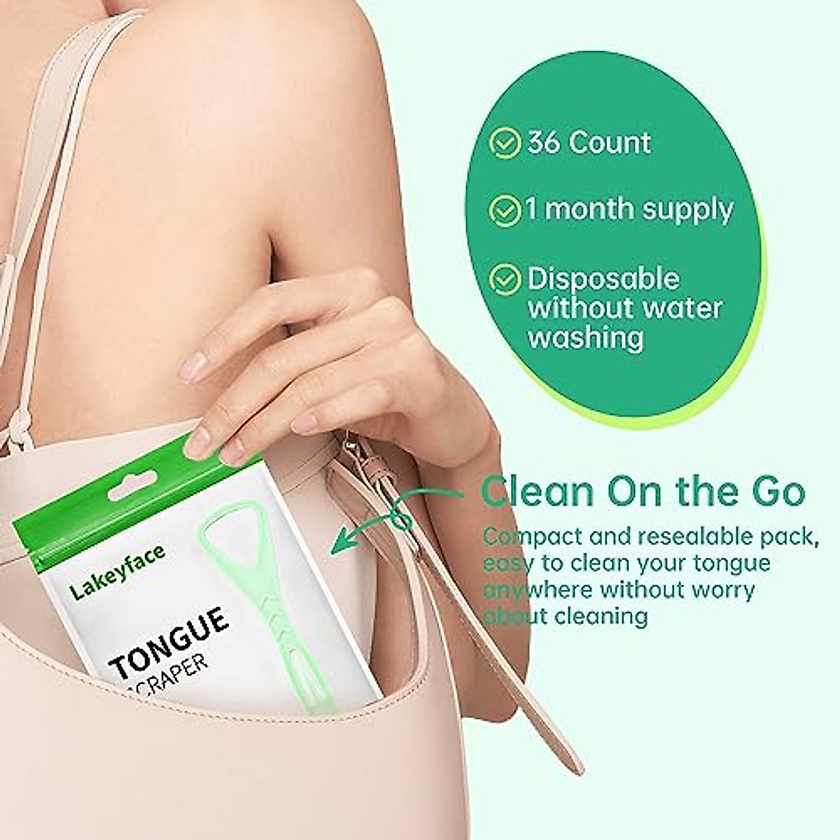 36 Counts Tongue Scrapers, BPA Free Tongue Cleaner Scrapers for Adults & Kids, Plastic Tongue Scrubber with Zipper Bag Great for Oral Hygiene,Easily Fresh Breath On The Go