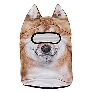 wtactful 3D Animal Ears Balaclava Windproof Face Mask Protection for Skiing Snowboard Cycling Motorcycle Music Festivals Raves Halloween Party Summer Winter Cold Weather Outdoor Shiba Dog MEB-03