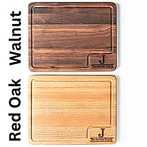 Custom Cutting Boards Wood Engraved Cutting Board Personalized, USA Made - Thick Red Oak/Walnut Personalized Cutting Boards Wood Engraved, Handmade Cutting Boards