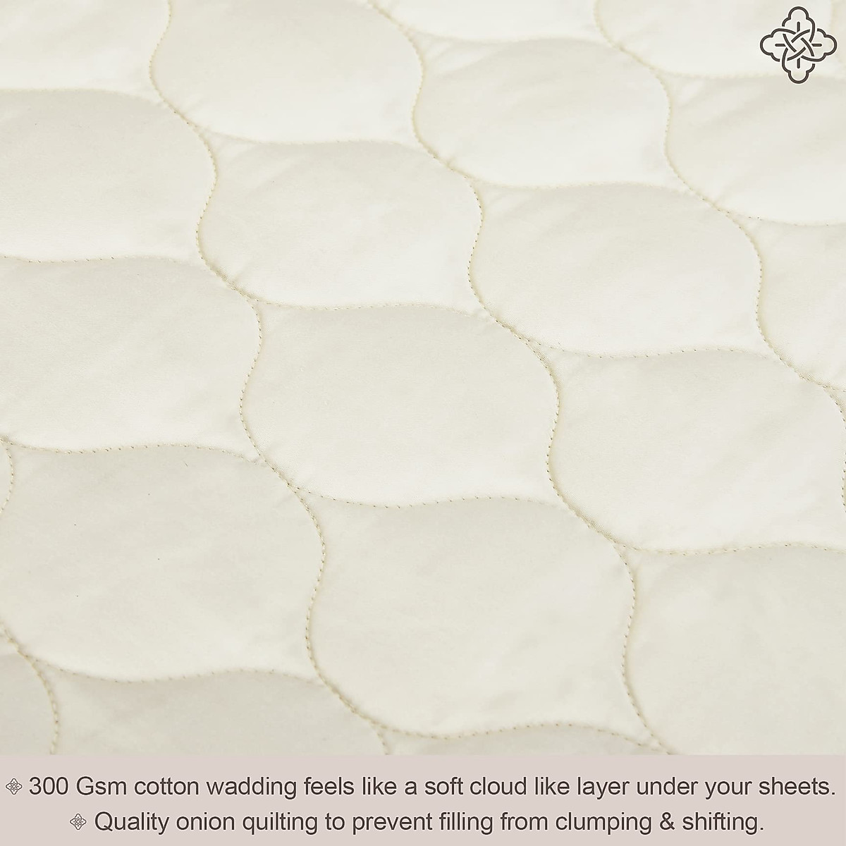 Bioweaves 100% Organic Cotton Mattress Pad Cover, GOTS Certified Cooling Quilted Fitted Mattress Topper & Protector with Soft Cotton Wadding - 20 Inch Deep Pocket, California King