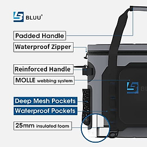 BLUU 25 Quart Cooler Bag, Leakproof Insulated Bag Coolers with HydroLock Zipper (Wolf)