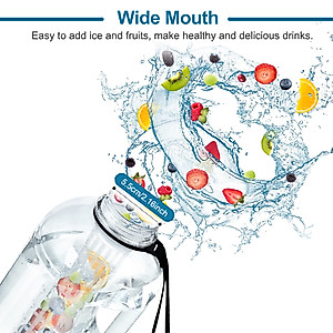 UTEBIT 74 OZ Fruit Infuser Water Bottle, Half Gallon Insulated Sports Water Bottle With Straw, 2.2L BPA Free Leak Proof Tritan Large Water Jug with Strap for Gym, Camping, Travel, Outdoor