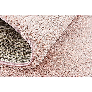 Unique Loom Solo Collection Solid, Plush, Kids, Modern Area Rug, 5 ft x 7 ft 7 in, Pink