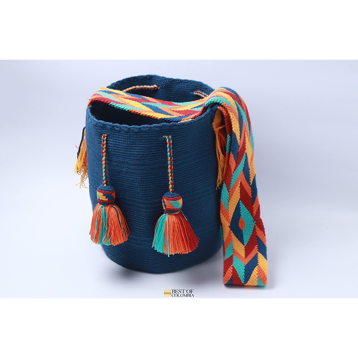 Blue Jean HandWoven Wayuu Mochila Bag LARGE - Crossbody Crochet Purse