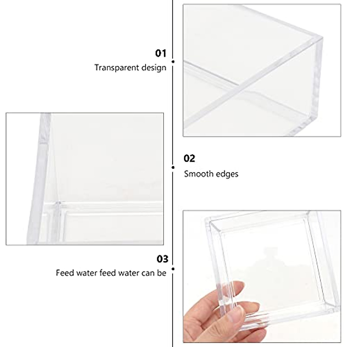 balacoo 2pcs Acrylic Reptile Terrarium Reptile Aquarium Breeding Tank Transparent Reptile Feeding Box Bathing Pool for Frogs Hermit Crabs Lizards Tank