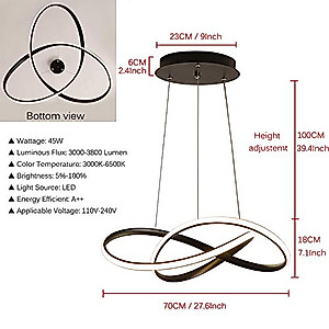 Ziplighting LED Modern Pendant Light with Remote Dimmable Pendant Lighting Stepless Dimming Chandelier Contemporary Adjustable Ceiling Fixture Light for Dining Living Room Kitchen Island