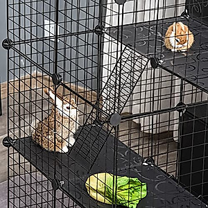 PawHut Pet Playpen Small Animal Cage 56 Panels with Doors, Ramps and Storage Shelf for Rabbit, Kitten, Chinchillas, Guinea Pig and Ferret