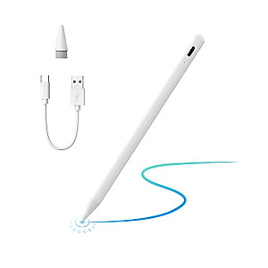 Bluetooth Stylus Pen Fit for Pro 12.9-inch (5th Generation) 2021 Model A2378 A2461 A2379 A2462 with Camera Shutter Remote Control, Tilt Sensitive, Battery Level Display, Palm Rejection Pencil