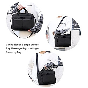Men's Messenger Bag Nylon Crossbody Shoulder Bag Waterproof Casual Black Handbag Purse for Travel Work, Black