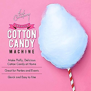 The Candery Cotton Candy Machine with Stainless Steel Bowl 2.0 and Floss Bundle- Flossing Sugar Floss, Sugar-Free Candy for Birthday Parties Fairs, Festivals- Includes 5 Floss Sugar Flavors 12oz Jars and 50 Paper Cones & Scooper