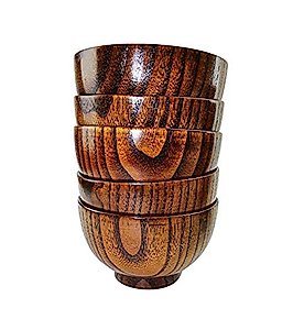 Set of 5 Japanese Style Solid Wood Bowl Children Kids Baby Serving Tableware for Salad Rice Miso Soup Fruits Decorative Display gifts