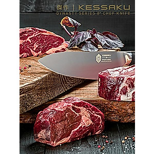 KESSAKU 4 Knife Set - Dynasty Series - Forged ThyssenKrupp German High Carbon Steel - 8-Inch Chef, 7-Inch Santoku, 5-Inch Utility, 3.5-Inch Paring