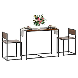 sogesfurniture 3-Piece Dining Table Set, Wood Square Dining Room Table Set, Small Kitchen Table Set for 2, Breakfast Table Set, Kitchen Wooden Table and 2 Chairs for Kitchen, Dining Room, Outdoor bar